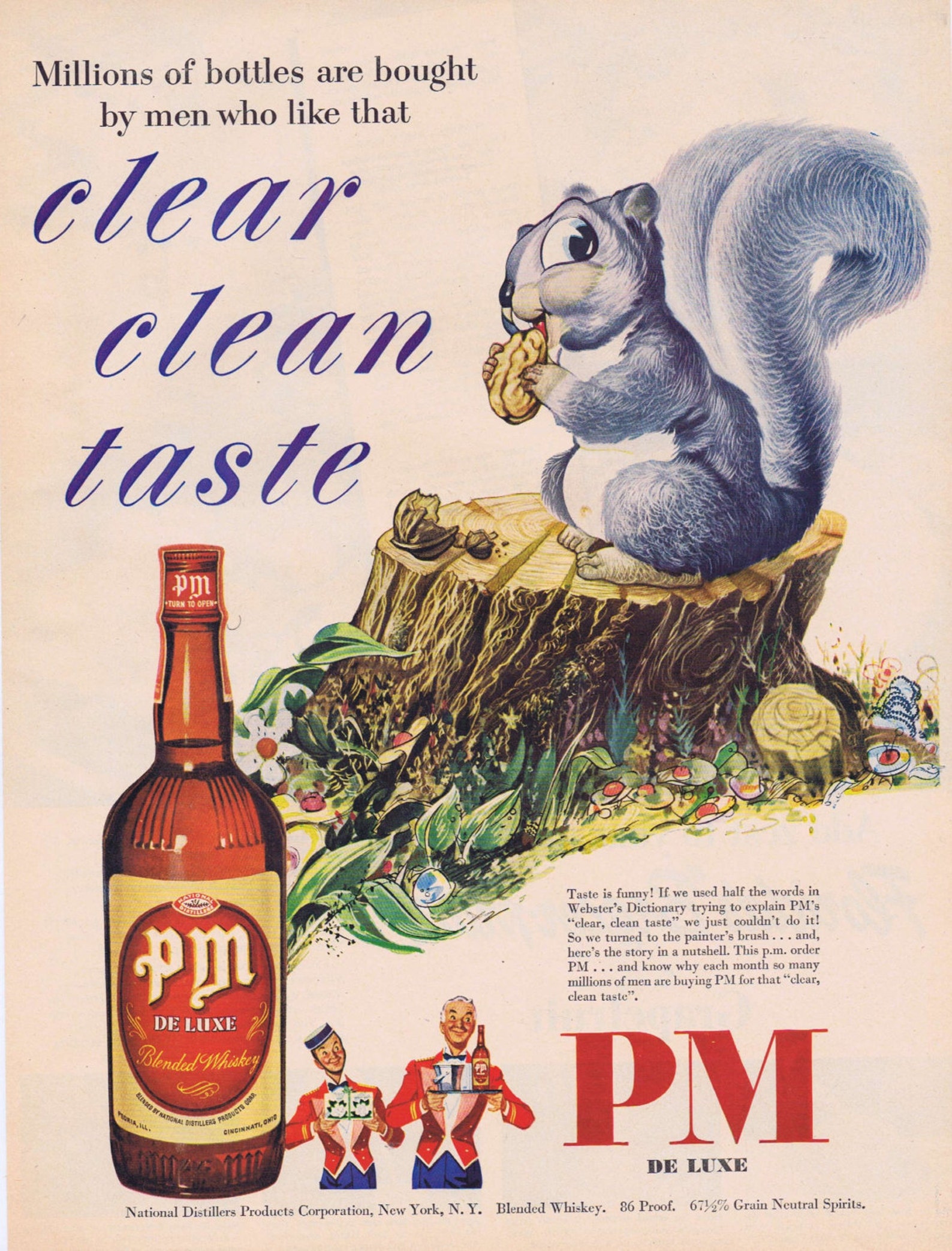 1951 PM Deluxe Blended Whiskey Original Vintage Advertisement With Cute ...