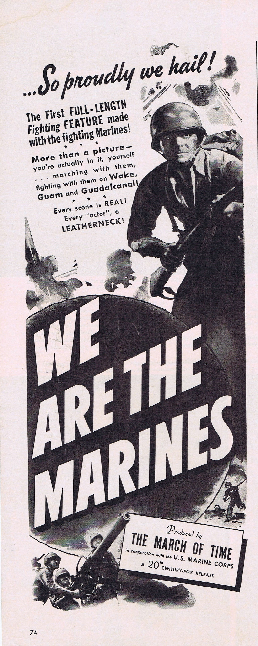 We Are the Marines 1943 Vintage Movie Ad by the March of Time and Louis ...