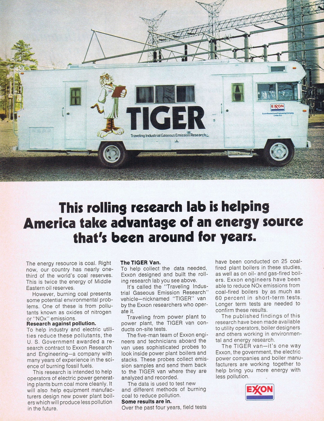 Tiger Rolling Exxon Research Lab Van Original Vintage - Etsy