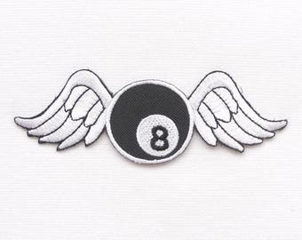 Eight Ball With WINGS, Embroidered Patch, Motorcycle Patches, Biker ...