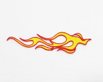 Red Fire Patch, Fire Flames Iron on Sew on Full Embroidered Patch ...