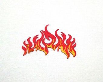 Red Fire Patch, Fire Flames Iron on Sew on Full Embroidered Patch ...