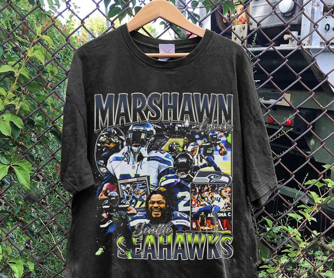 Vintage 90s Graphic Style Marshawn Lynch T-shirt, Marshawn Lynch Shirt, Vintage Oversized Sport ...