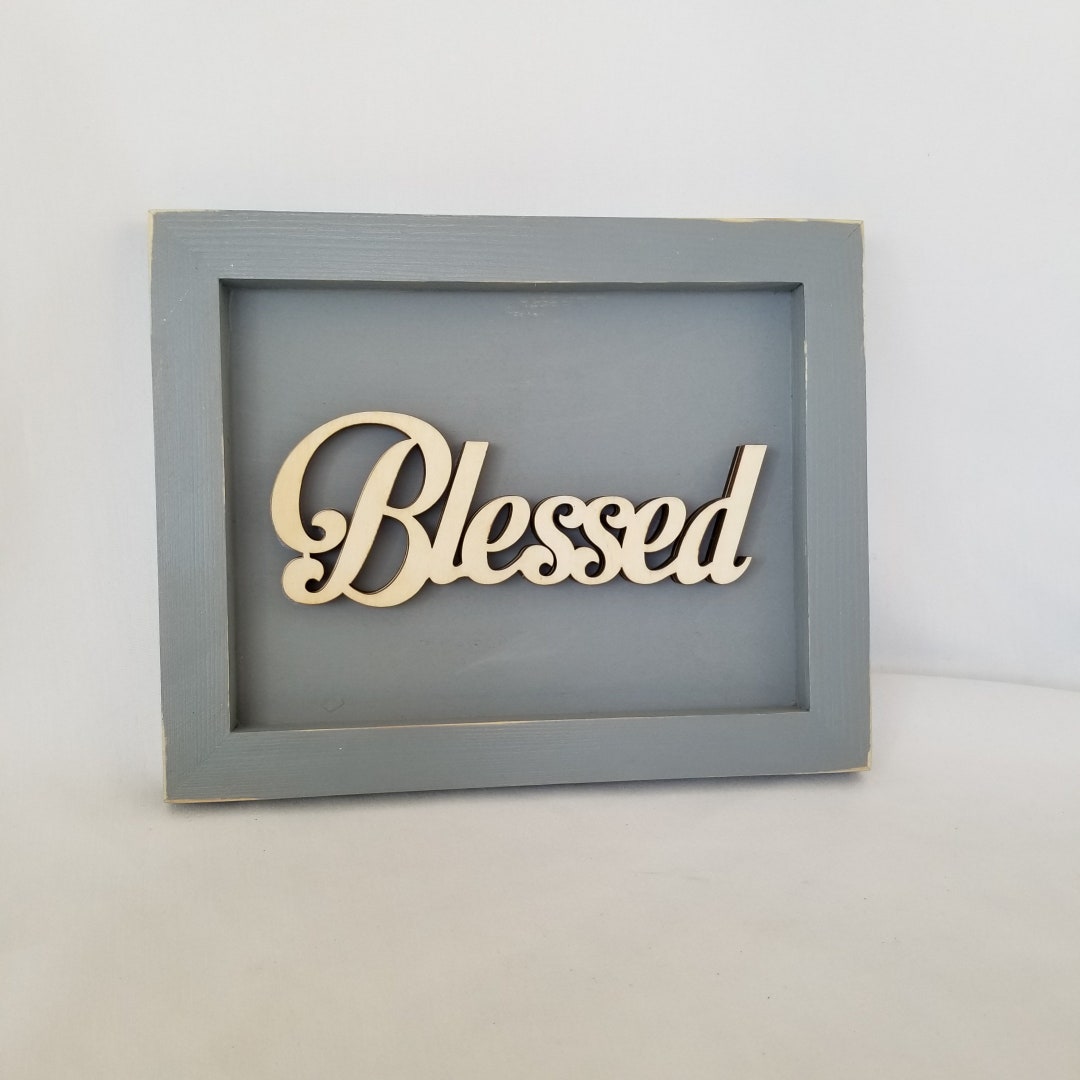 Blessed Gray Wooden Sign, Hanging Wall Decor, Family Sign ...
