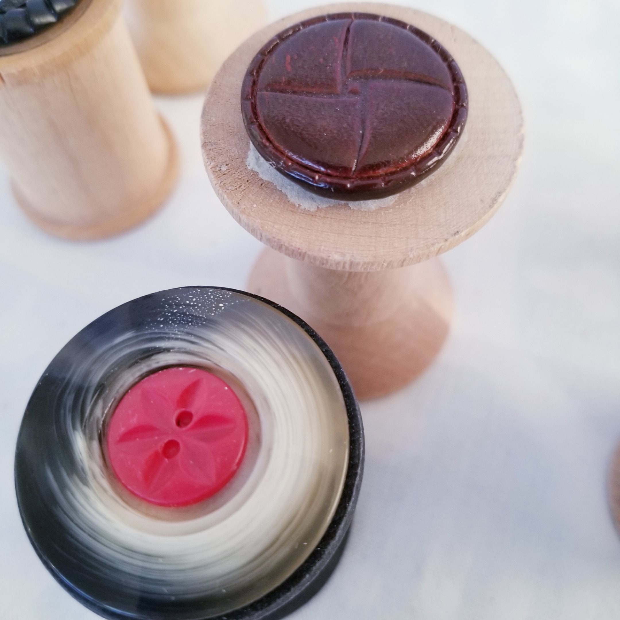 Handmade Set of 5 Fabric Stamps Fun for Kids Craft, Wood Thread Spool ...