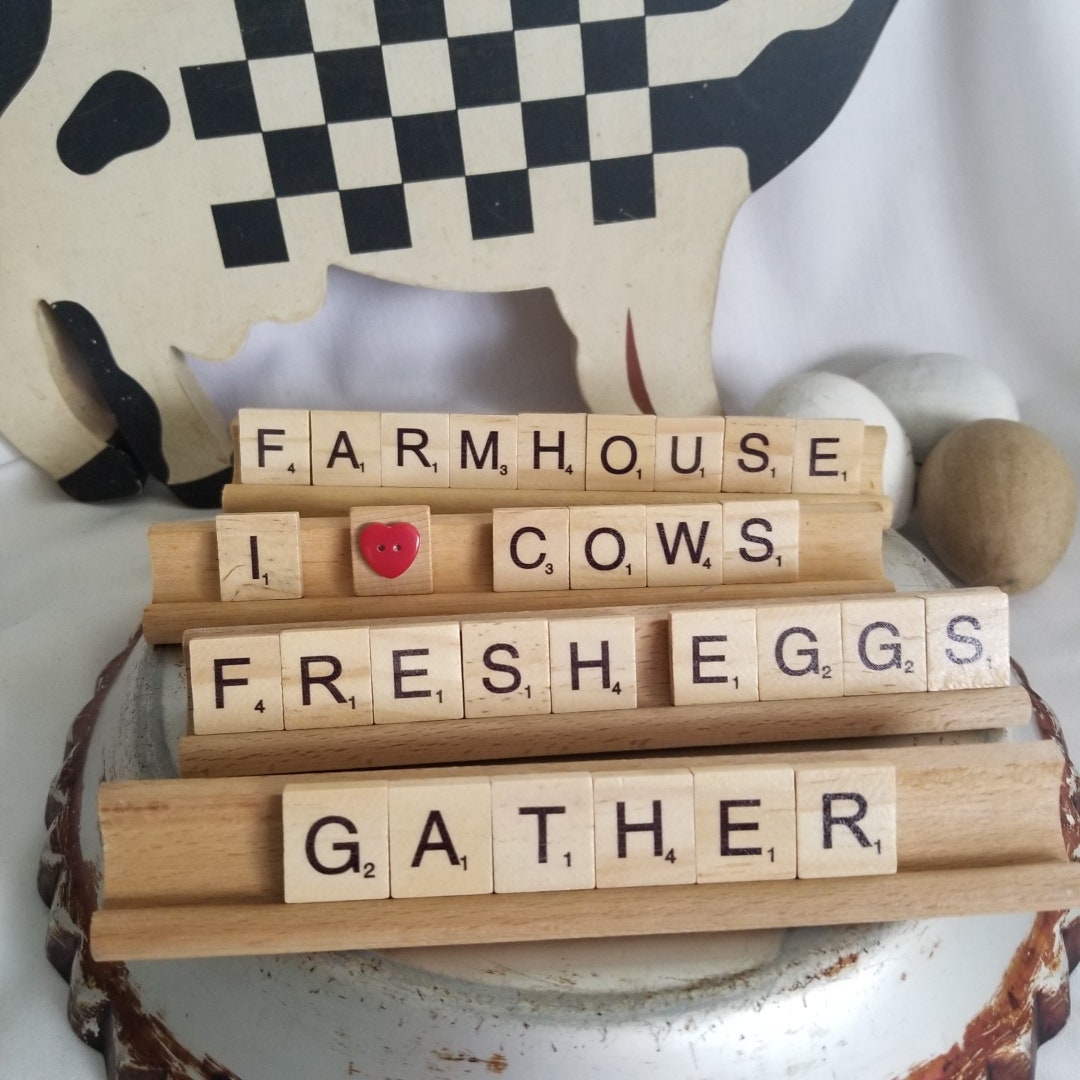 Custom Farmhouse Signs, Scrabble Gifts, Shelf Sitter Scrabble Signs ...