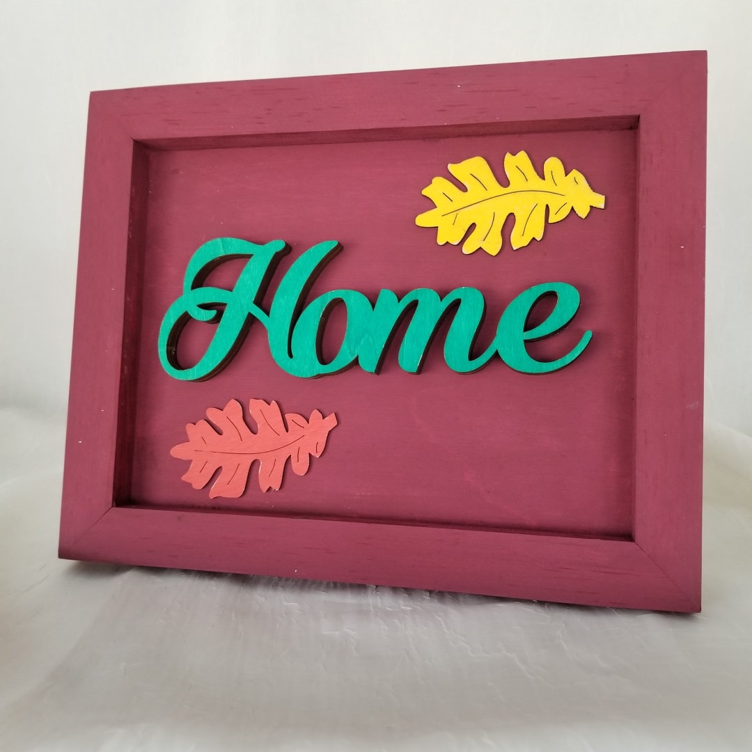 HOME Sign Wood Wall Decor, Framed Home Sign, Painted Home Sign, 10x8 ...