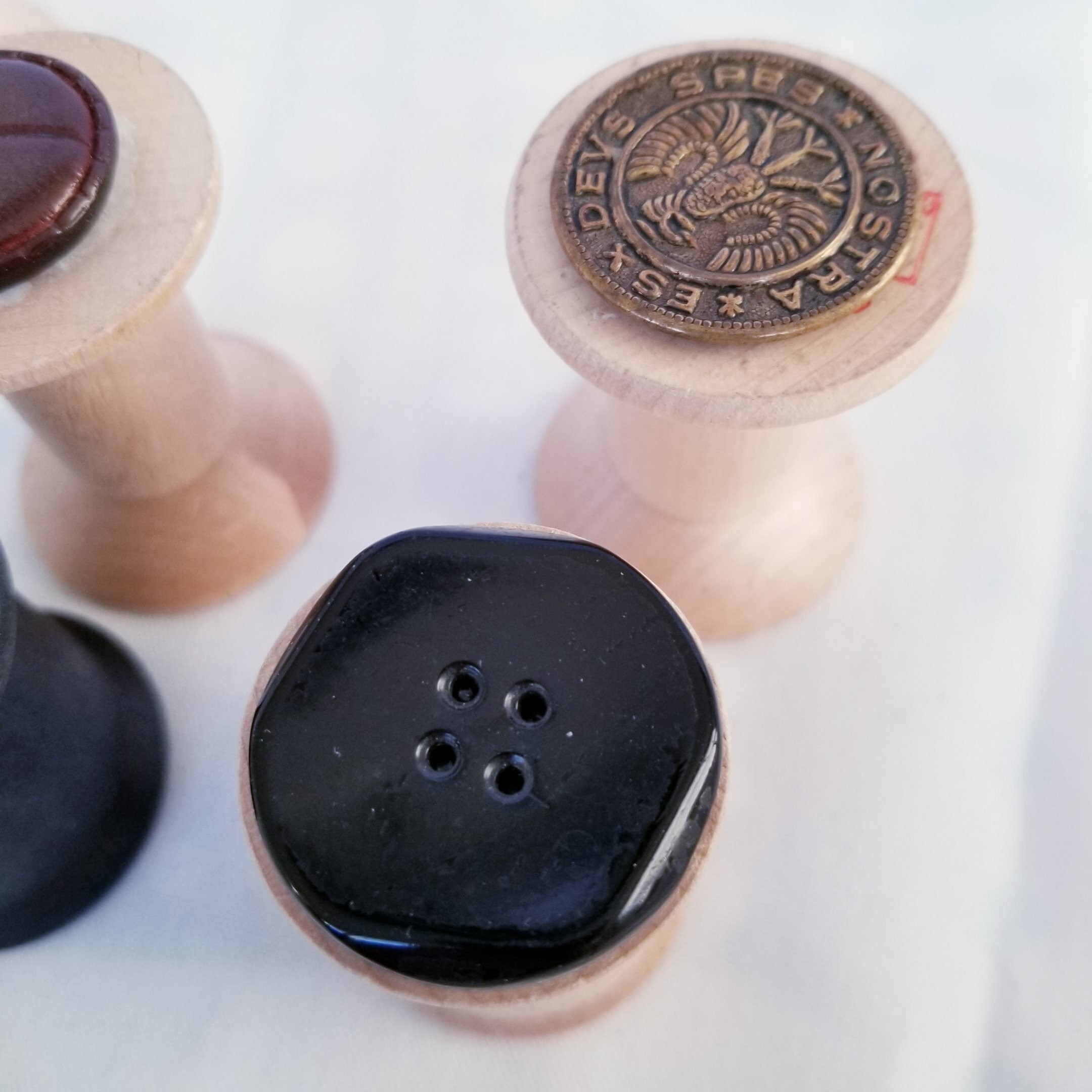 Handmade Set of 5 Fabric Stamps Fun for Kids Craft, Wood Thread Spool ...