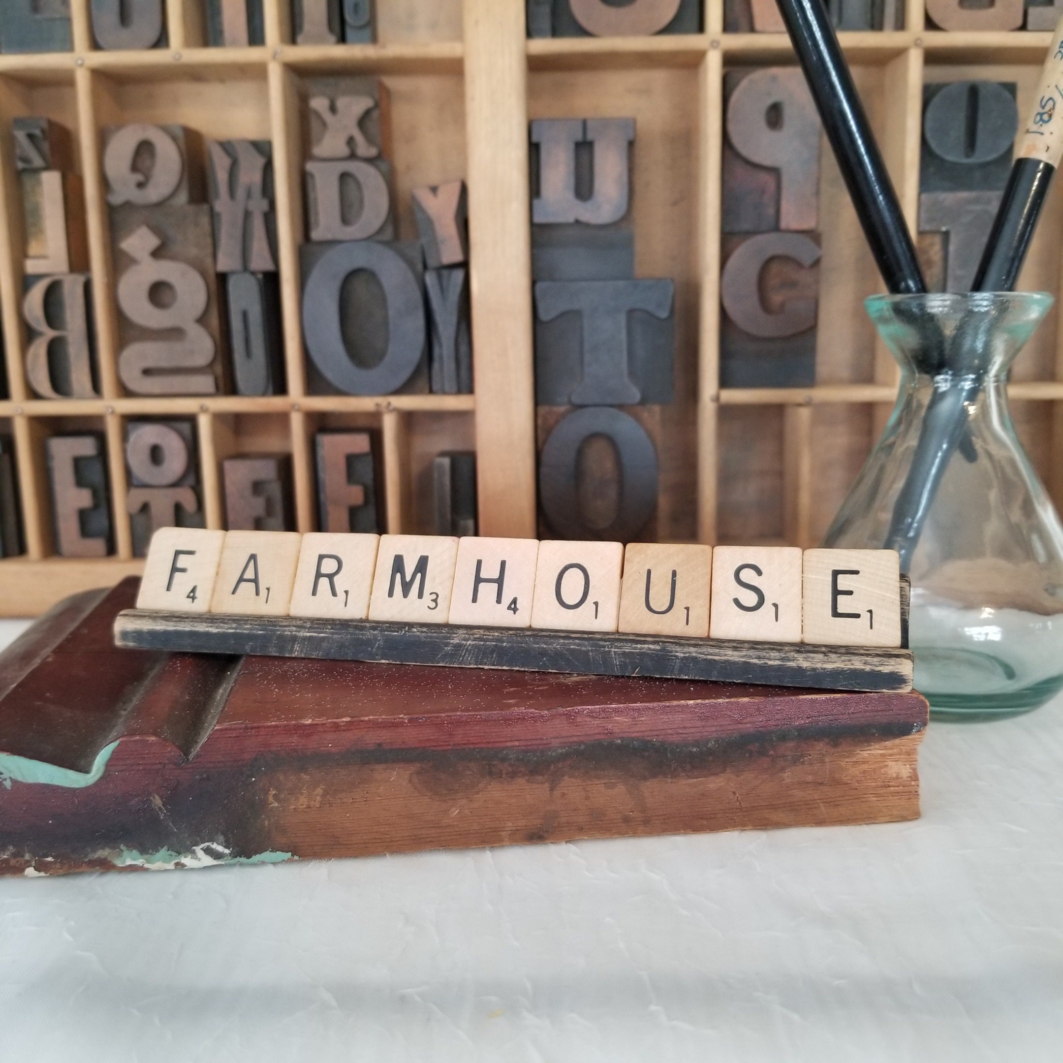 Farmhouse Scrabble Signs, Shelf Sitter, Country Kitchen Props ...