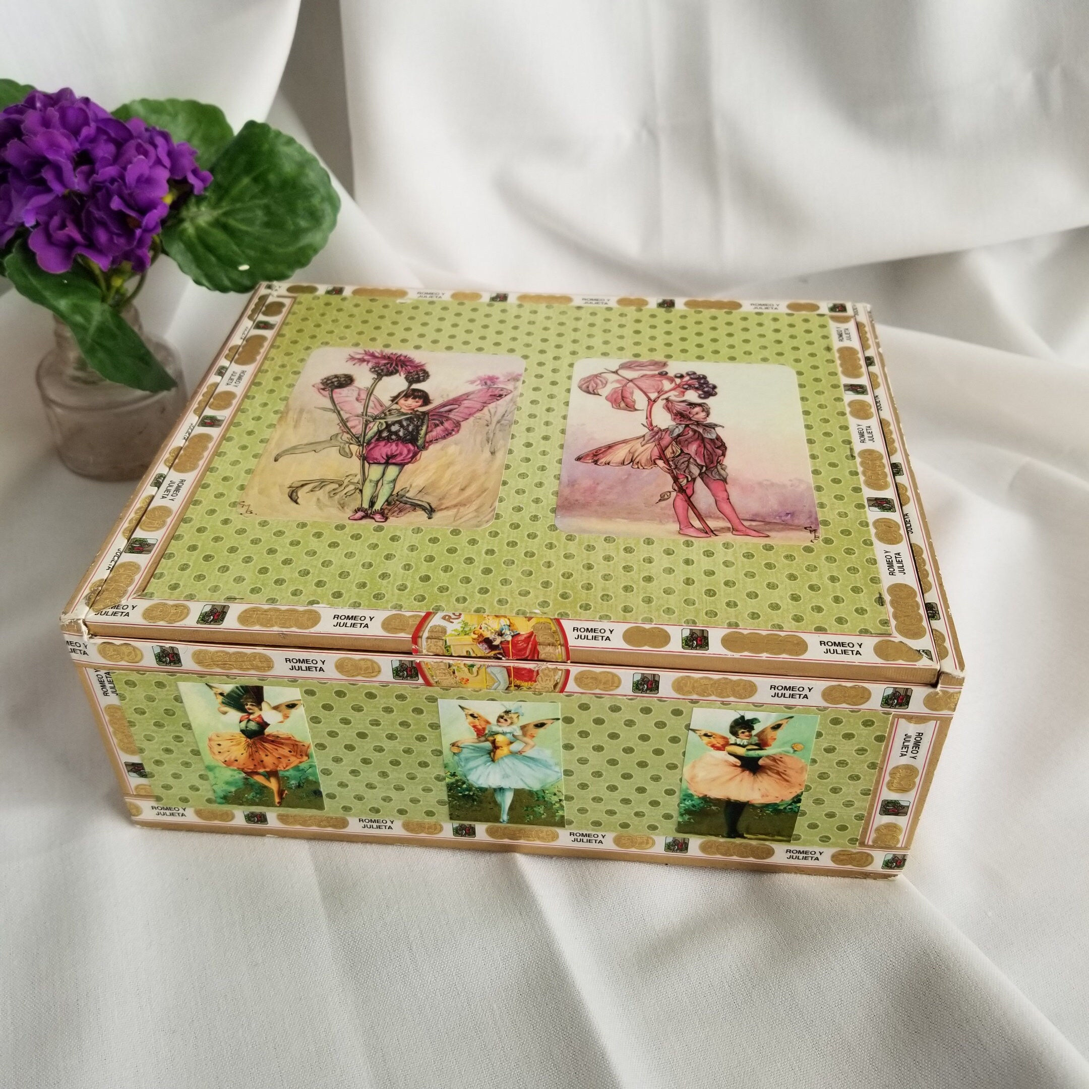 Fairy Trinket Keepsake Box, Memory Box, Embellished Altered Cigar Box ...