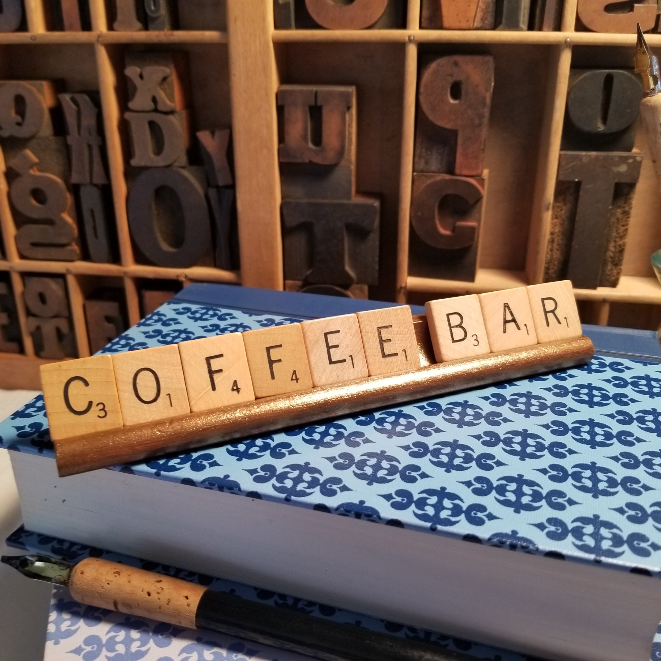 Coffee Bar Scrabble Sign Decor Prop, Coffee Lover Gifts, Custom ...