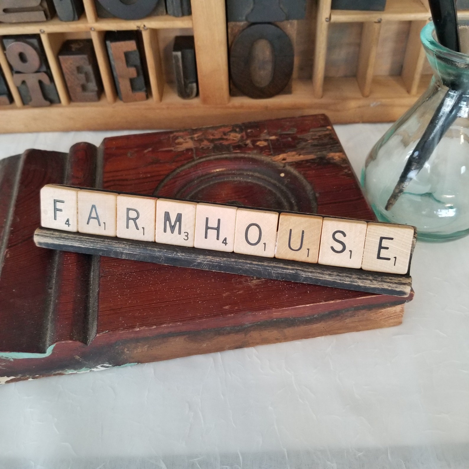 Farmhouse Scrabble Signs, Shelf Sitter, Country Kitchen Props ...