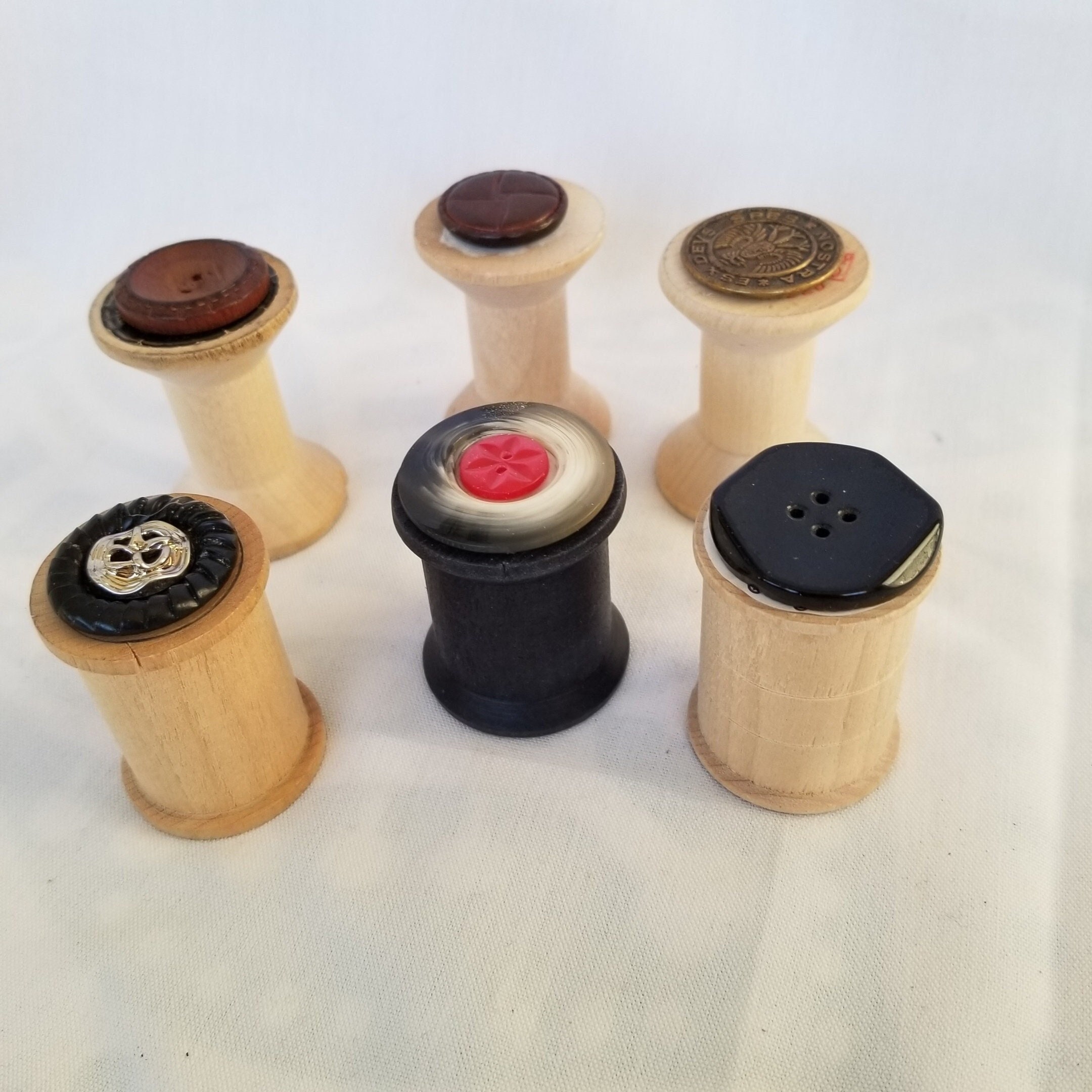 Handmade Set of 5 Fabric Stamps Fun for Kids Craft, Wood Thread Spool ...