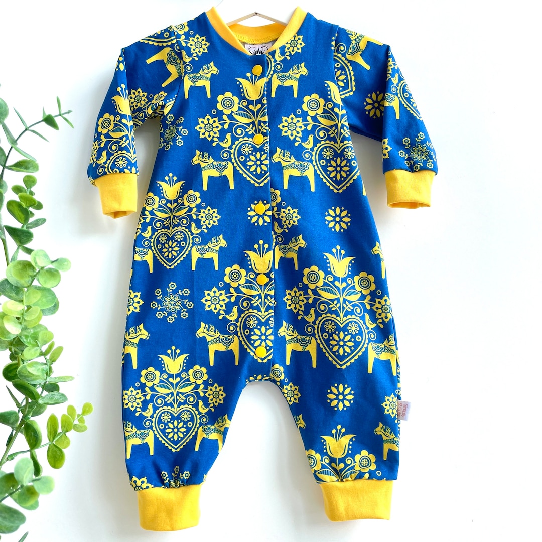 Gender Neutral Unisex Baby Romper, Traditional Swedish Dalahorse Infant ...