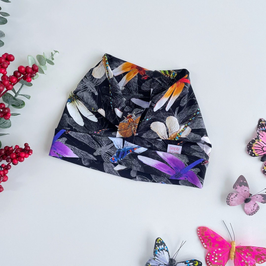 Dragonflies Messy Bun Beanie, Dragonfly Ponytail Beanie, Colourful ...