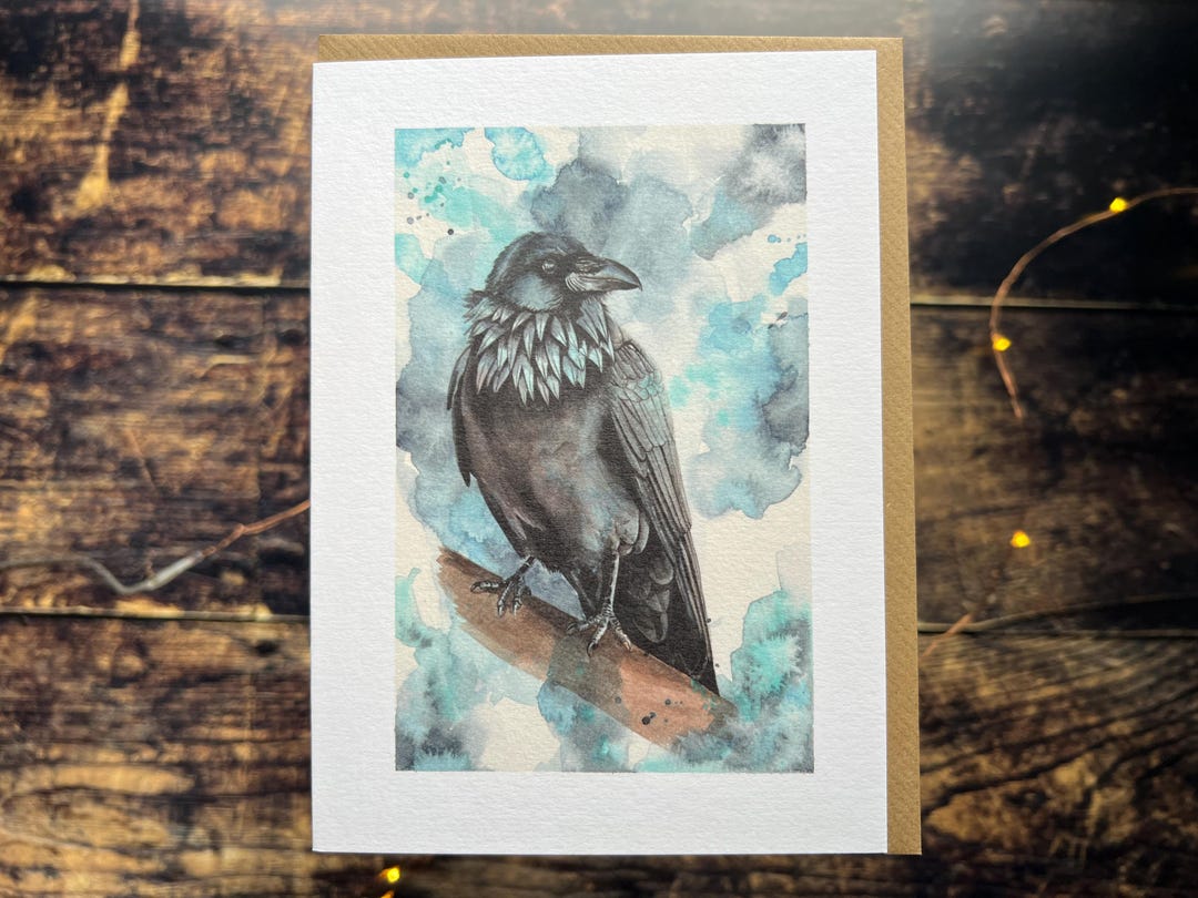 Raven Greetings Card | Blank Card, Bird Art, Watercolour Print - Etsy