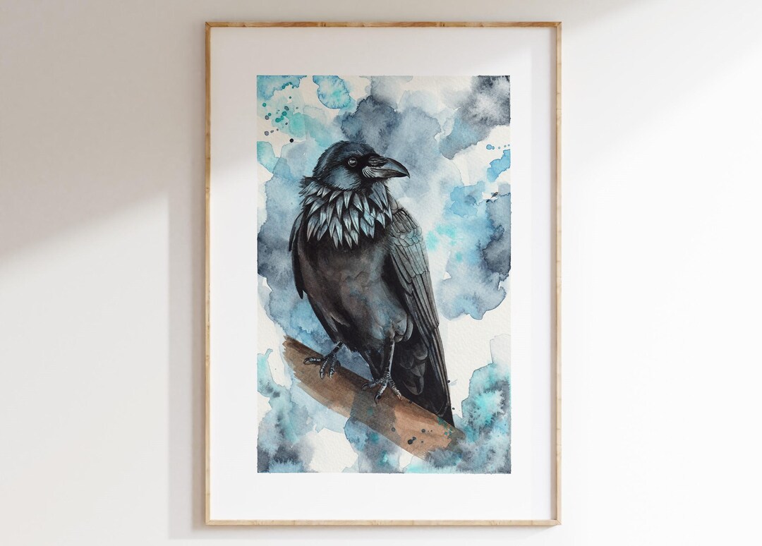 Raven A4 Watercolour Print | Handpainted, Handmade, Wall Art, Wall ...