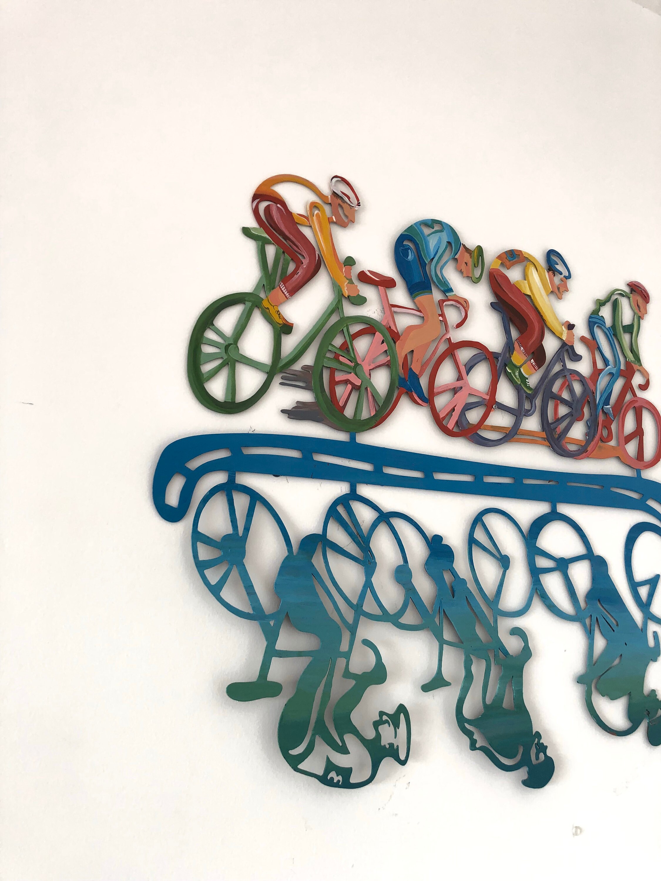 The Bikers 70 Cm Wall Sculpture, Bicycles Wall Sculpture, Bicycle Art ...