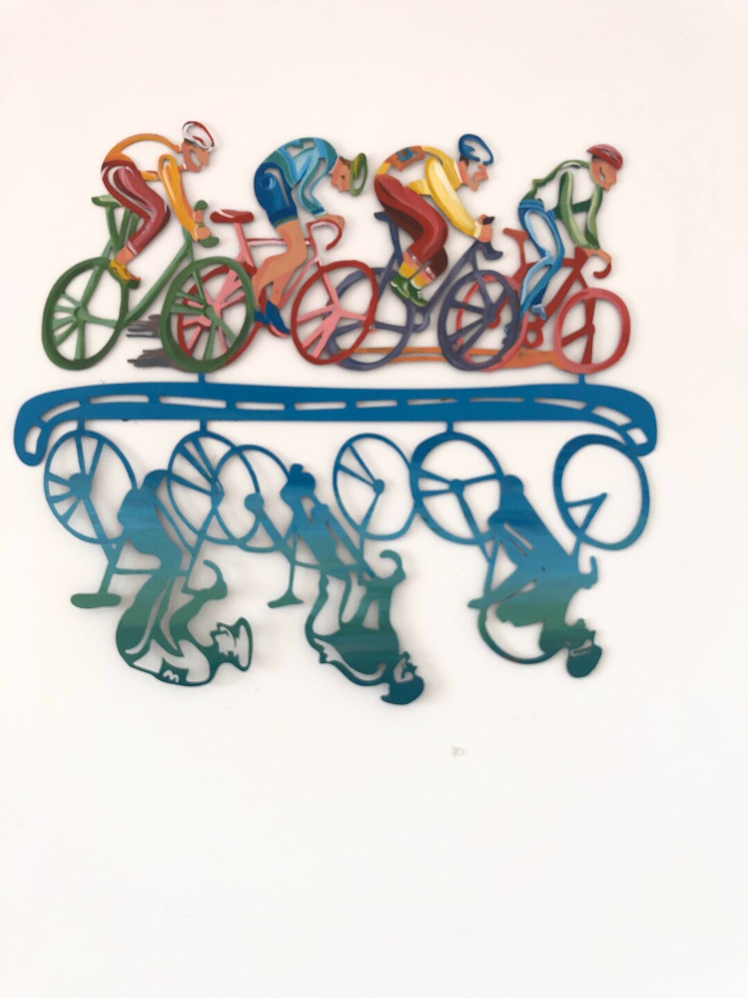 The Bikers 70 Cm Wall Sculpture, Bicycles Wall Sculpture, Bicycle Art ...