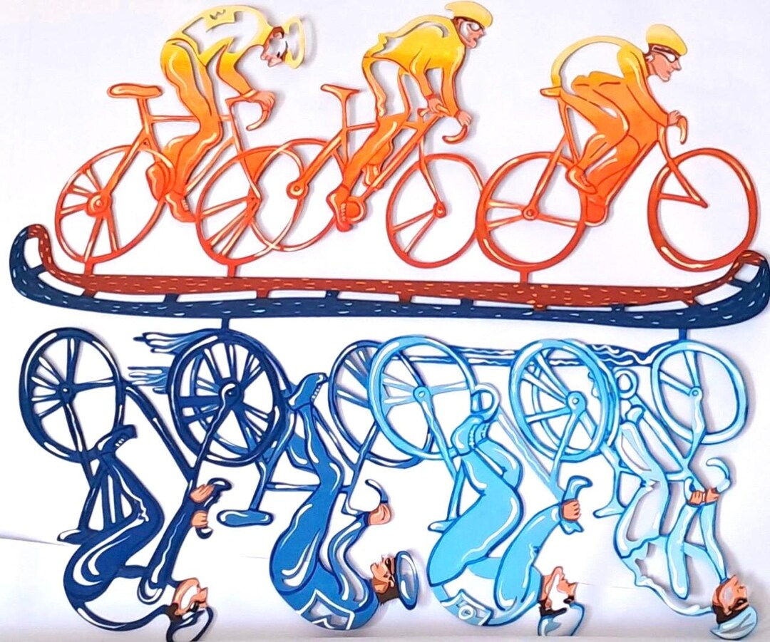 The Bikers 70 Cm Wall Sculpture, Bicycles Wall Sculpture, Bicycle Art ...