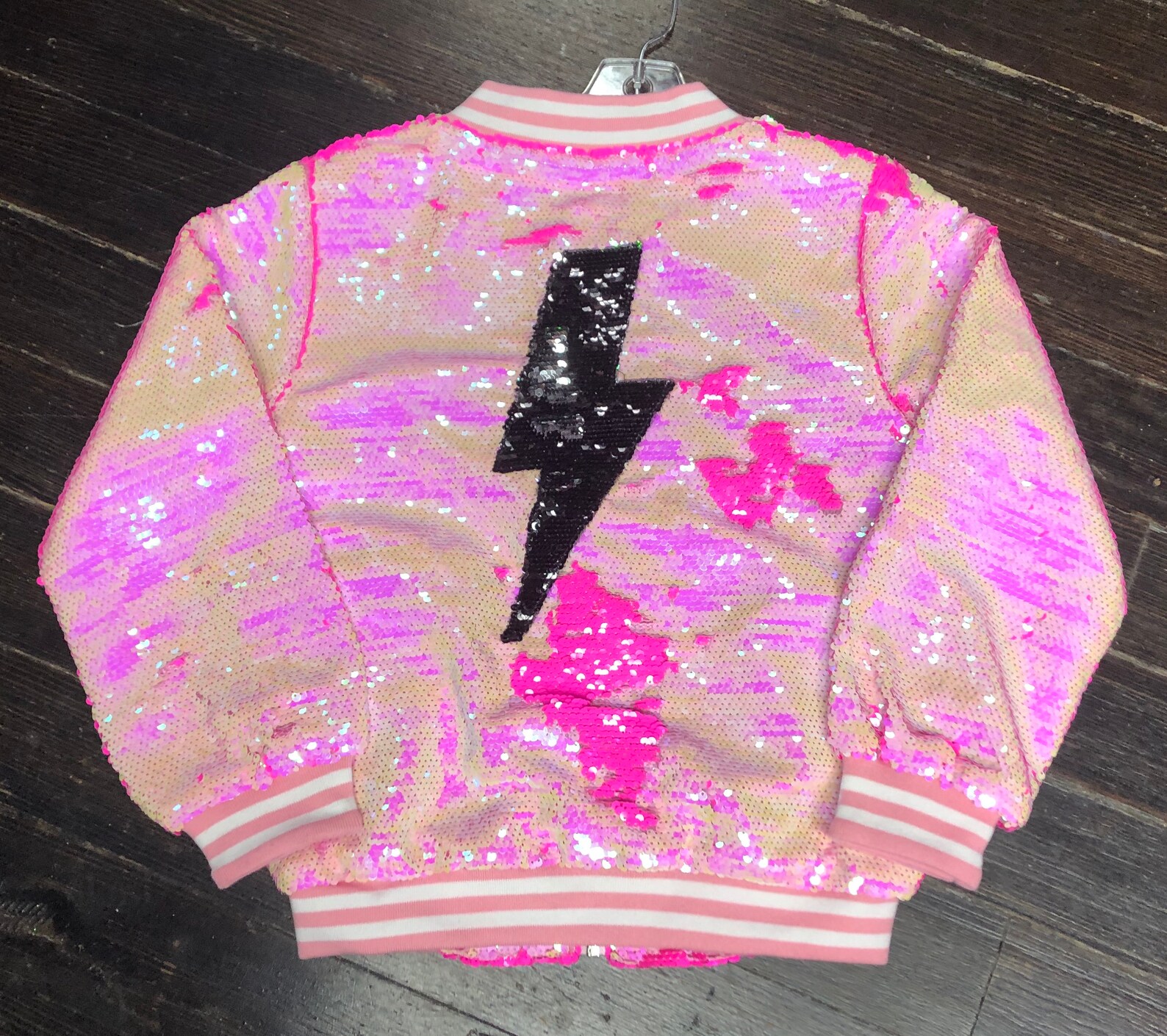 Pink Lightning Bolt Sequins Bomber Jacket - Etsy