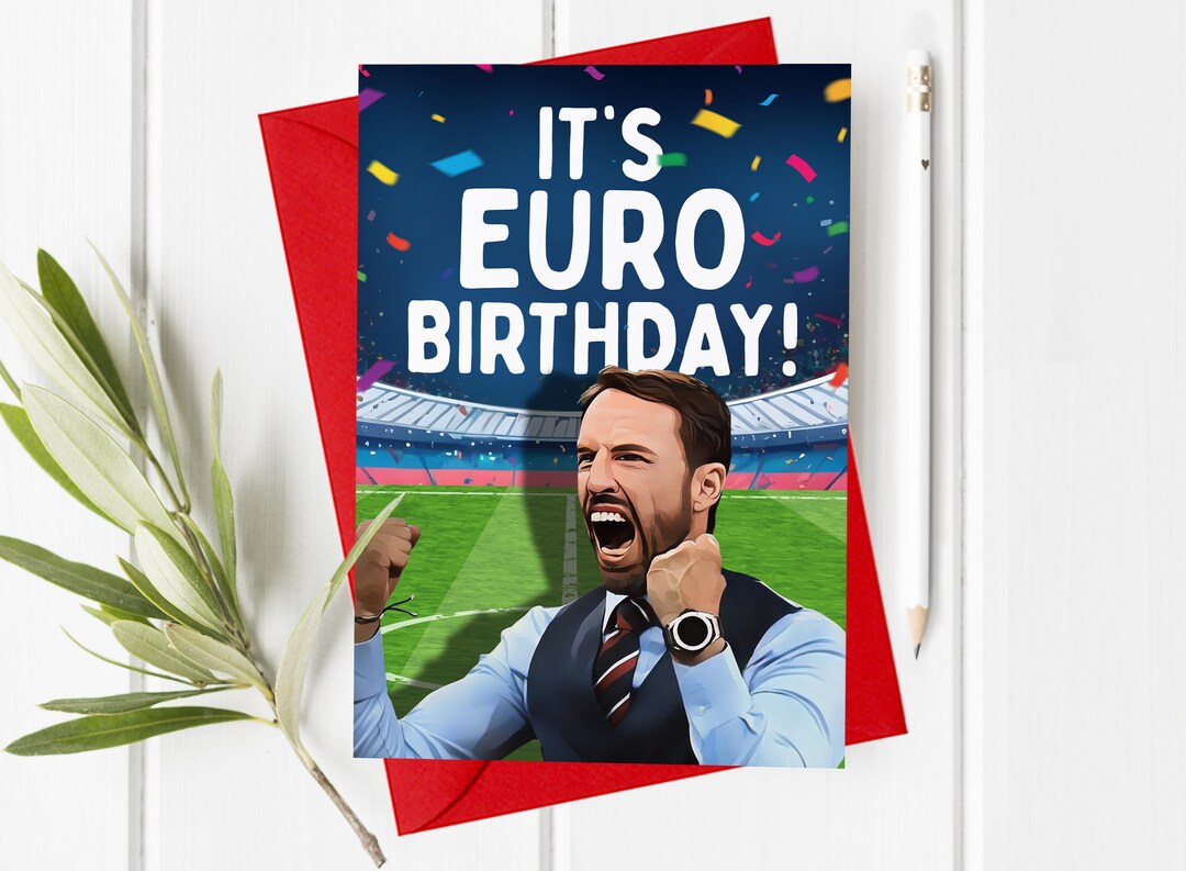 Football Birthday Card for Him, Custom Footie Card, Gareth Southgate ...