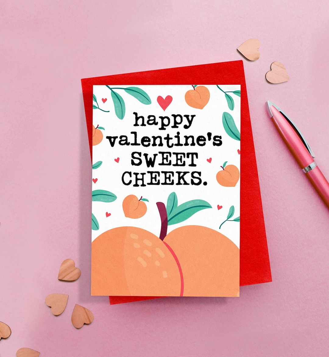 Sweet Cheeks Funny Valentines Card for Her, Cheeky Valentine's Day Card ...
