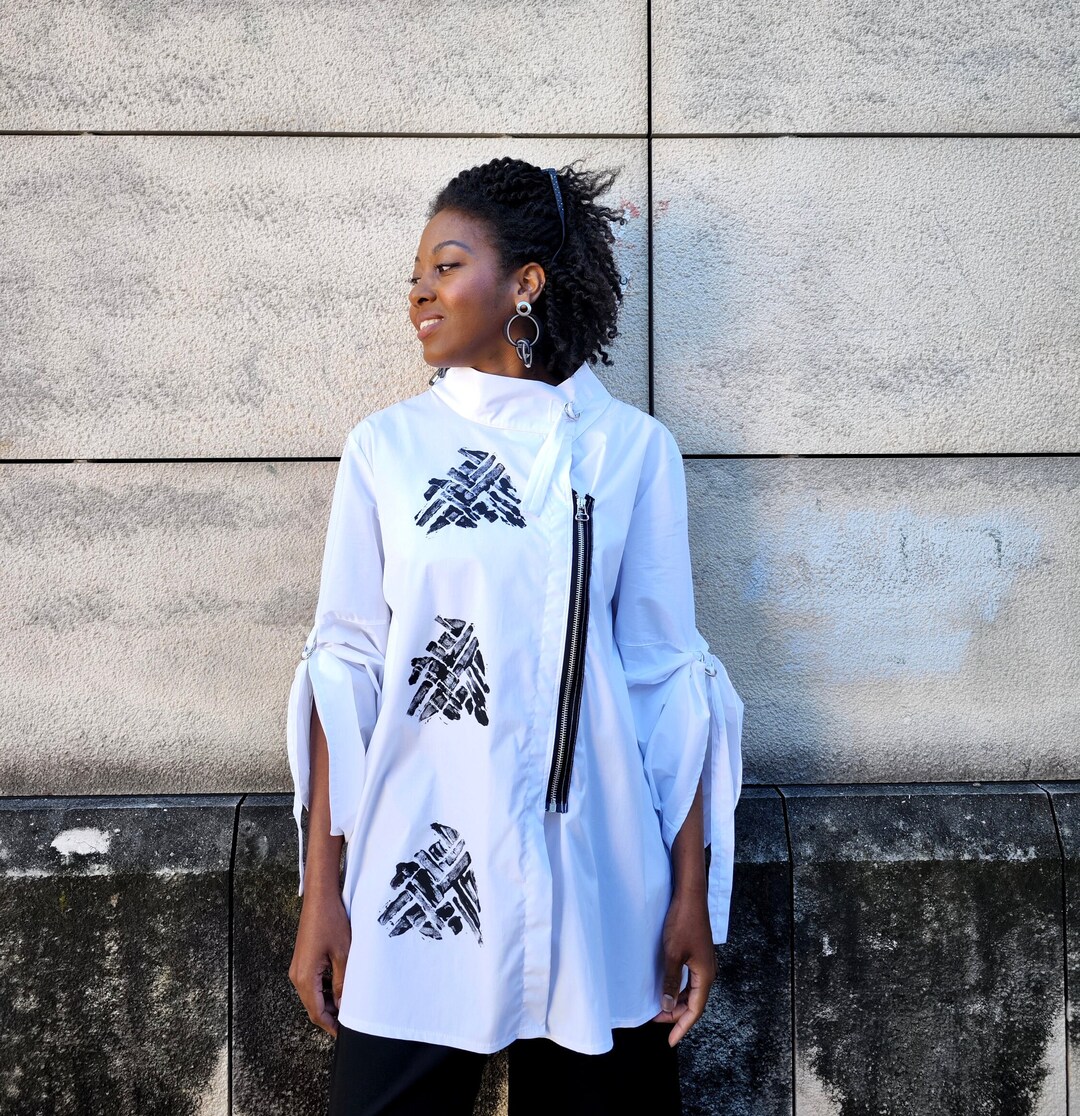 White Asymmetric Tunic/white Maxi Top/plus Size Tunic Top/extravagant ...