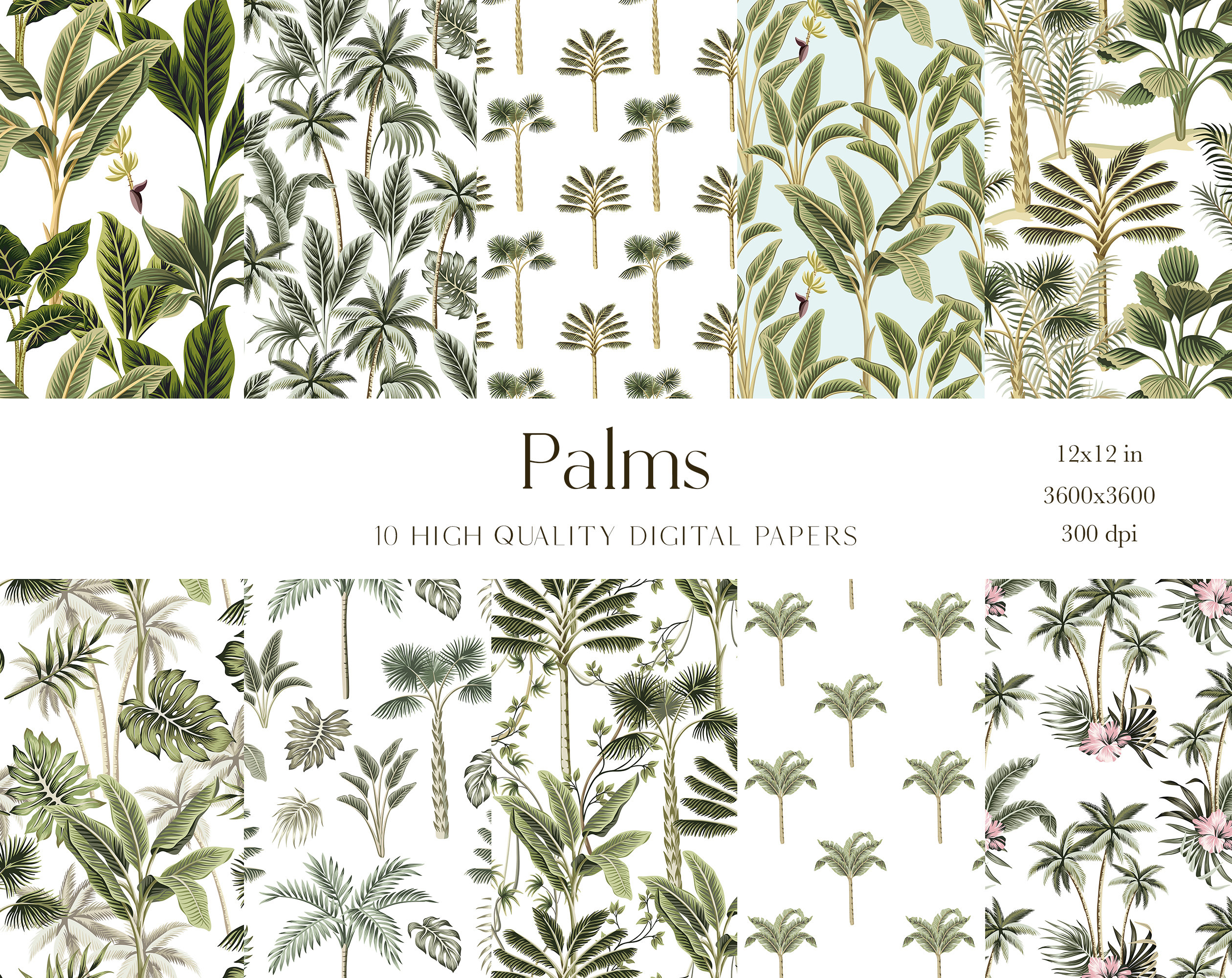 Jungle Digital Paper Tropical Palm tree Digital Paper | Etsy