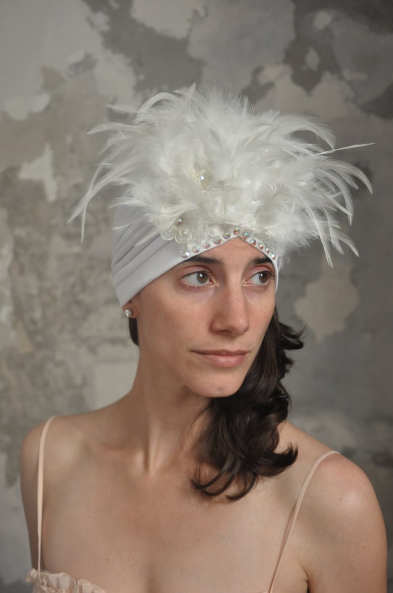 Turban de mariage style vintage avec des plumes et des - Etsy France