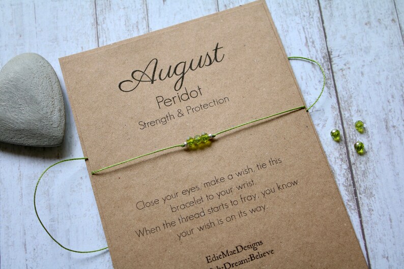 August Birthstone Wish Bracelet Peridot Birthstone - Etsy