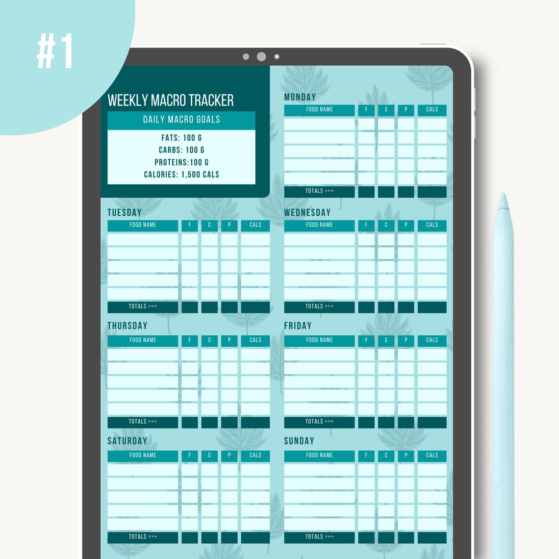 Weekly Macros Tracker/ Planner Printable - Etsy