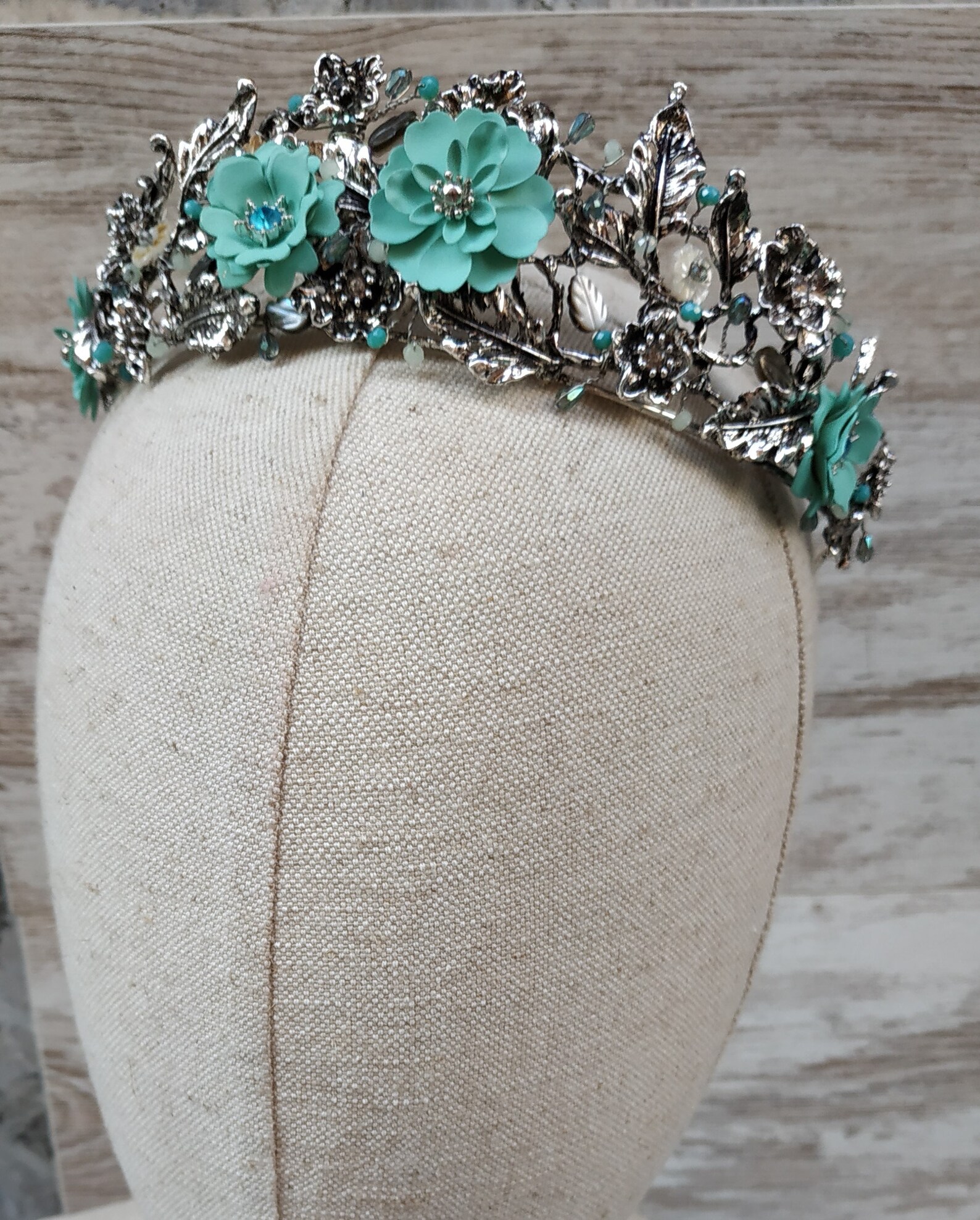 Tiara plateada y turquesa | Etsy