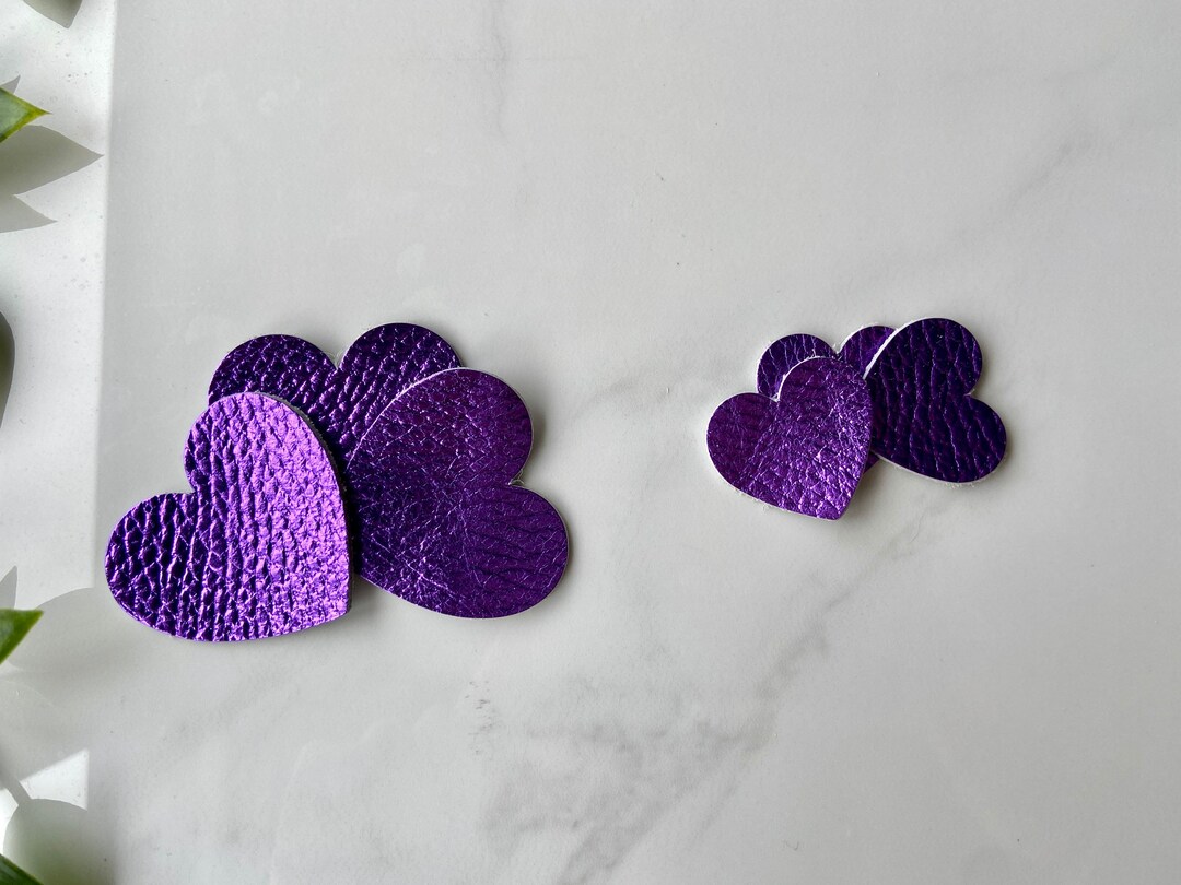 Leather Metallic Purple Heart Shapes Blanks Die Cuts Jewellery Supplies ...