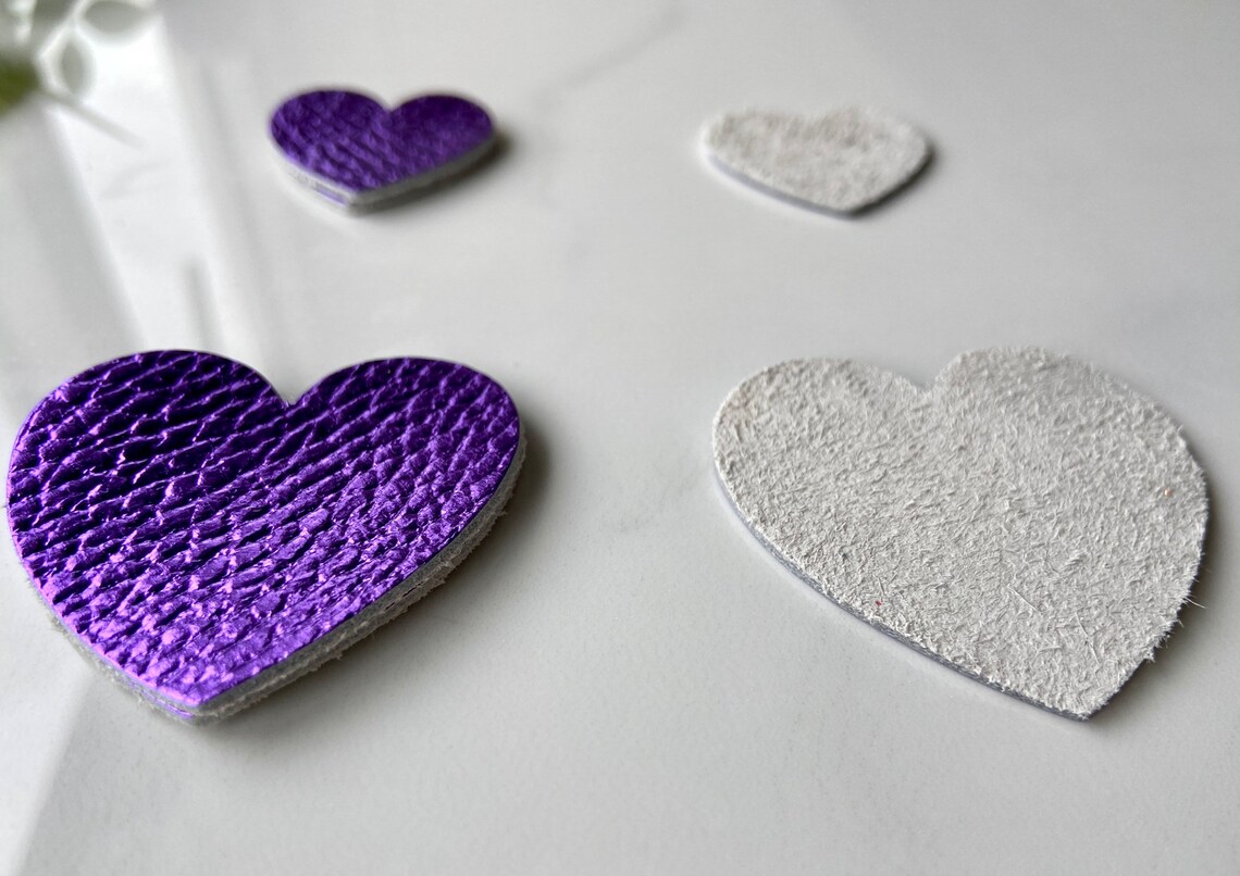 Leather Metallic Purple Heart Shapes Blanks Die Cuts Jewellery Supplies ...