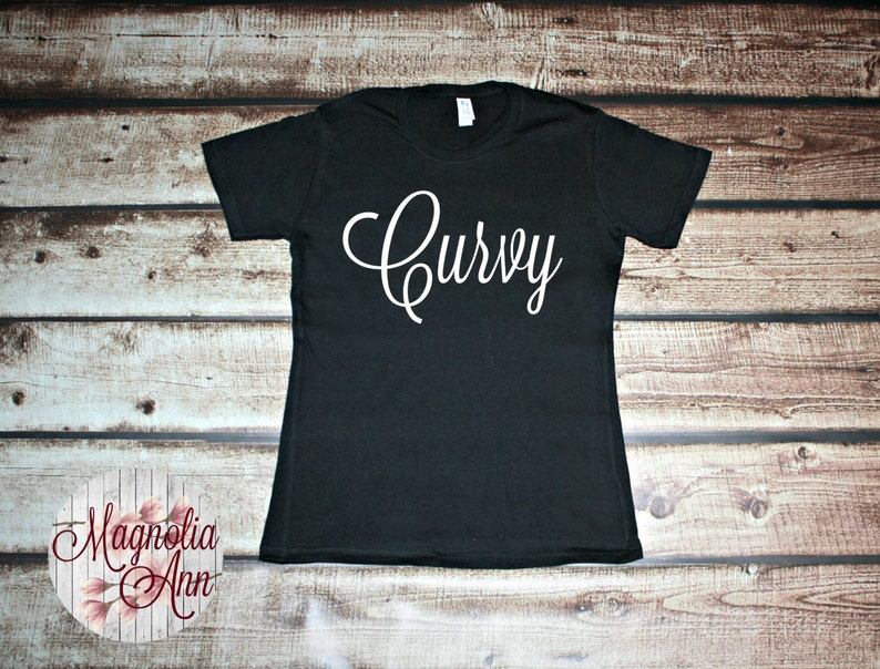 Curvy Text Graphic Women's Graphic T-shirt in 7 Different Colors in ...