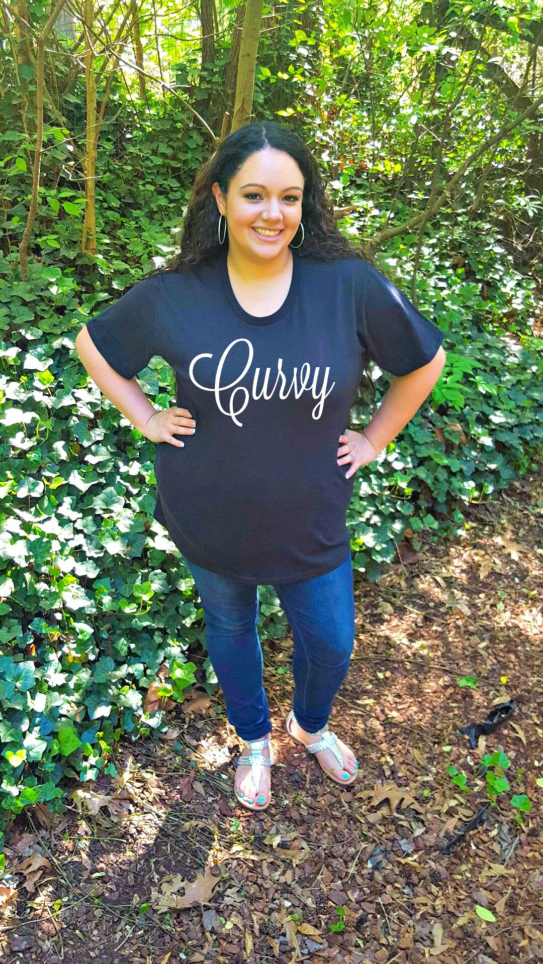 Curvy Text Graphic Women's Graphic T-shirt in 7 Different Colors in ...