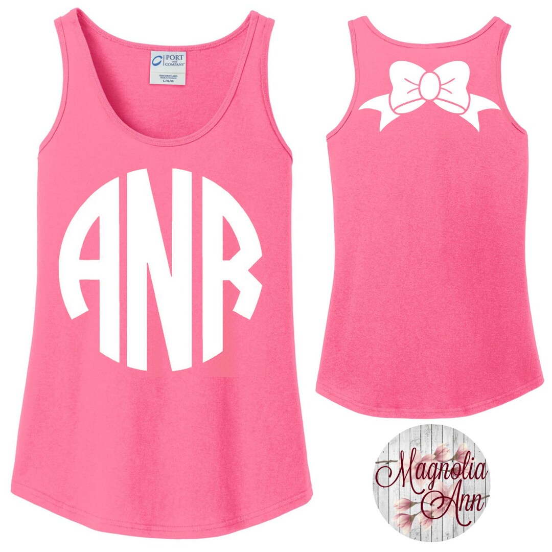 Custom Monogram Bow Back Women's Tank Top in 6 Colors in Sizes Small-4x ...