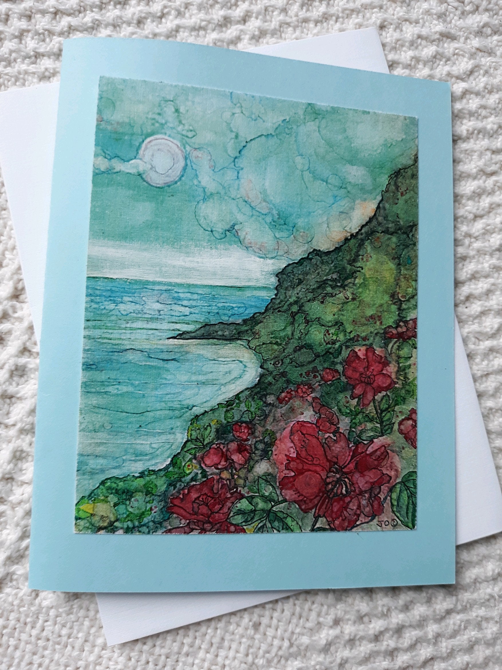 Tropical Island Cards, Blank Greeting Cards, Alcohol Ink Cards ...