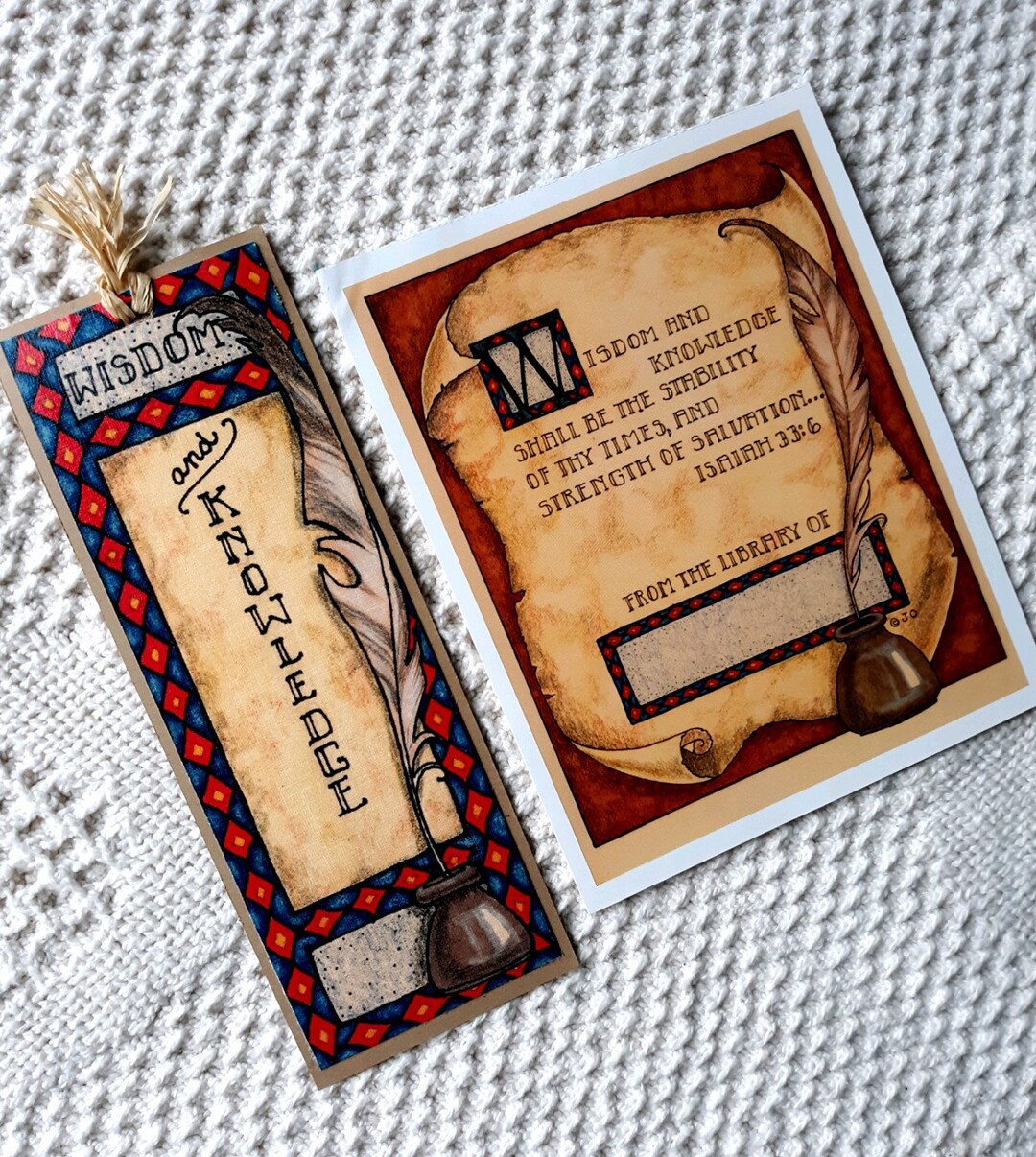 Book Plate and Bookmark, Set of Book Label and Matching Bookmark, Book ...