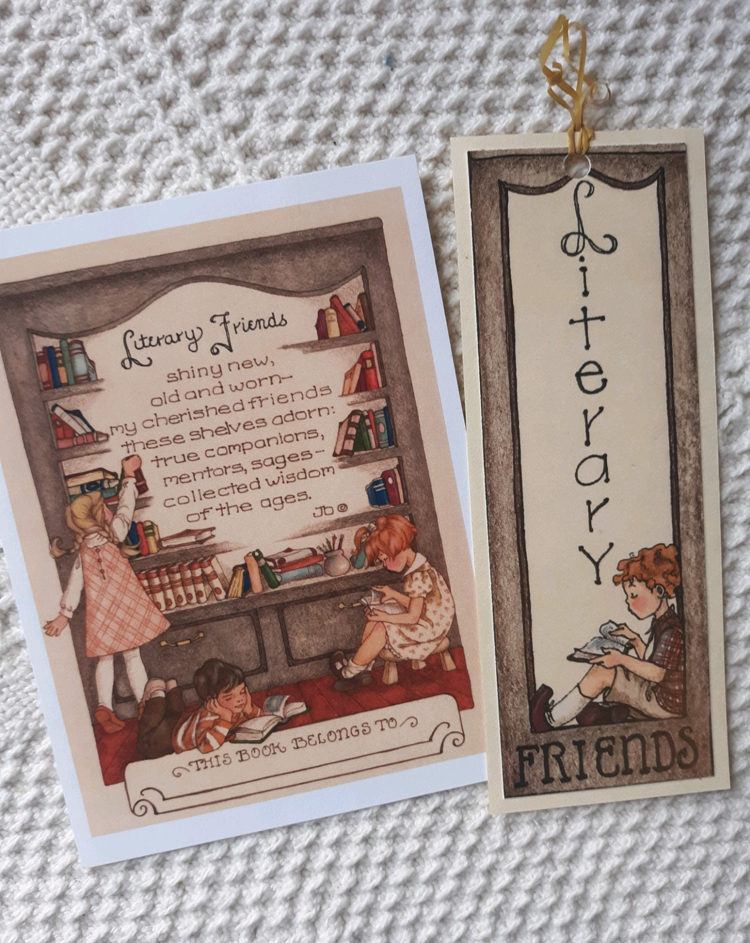 Children's Book Plate and Bookmark Set, Vintage Style, Original Art and ...