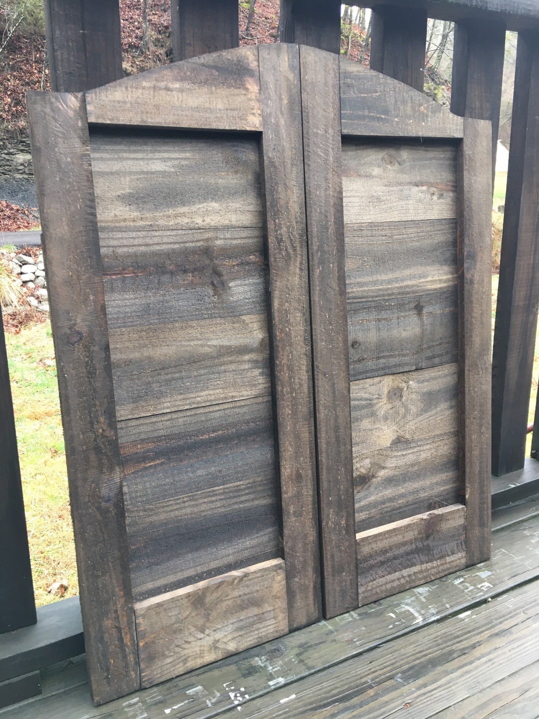 RUSTIC Shudder/arch Style Wooden Swinging Saloon Doors. ”unstained” - Etsy