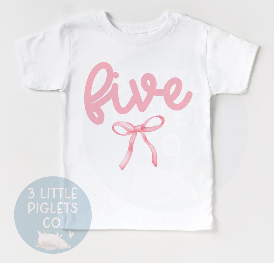 Coquette 5th Birthday Shirt FIVE Coquette Bow Theme Birthday Tshirt ...