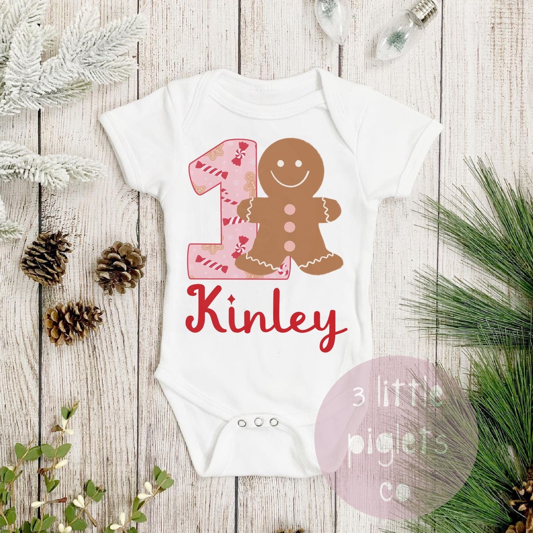 Gingerbread First Birthday Christmas Birthday Onesie® Christmas First ...