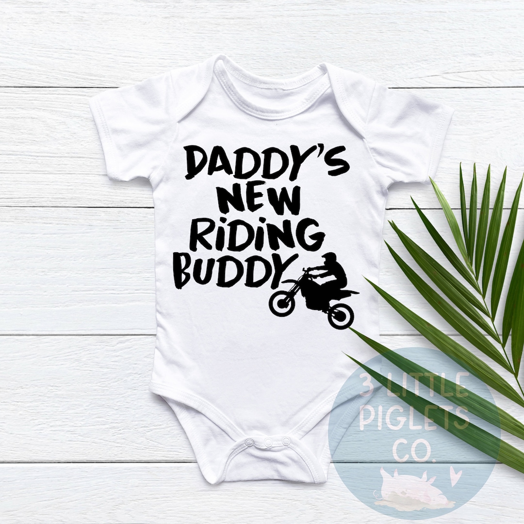 Dirt Bike Baby Onesie®, Daddy's New Riding Buddy, Dirt Bike Dad, Motocross, Father's Day, Gift ...