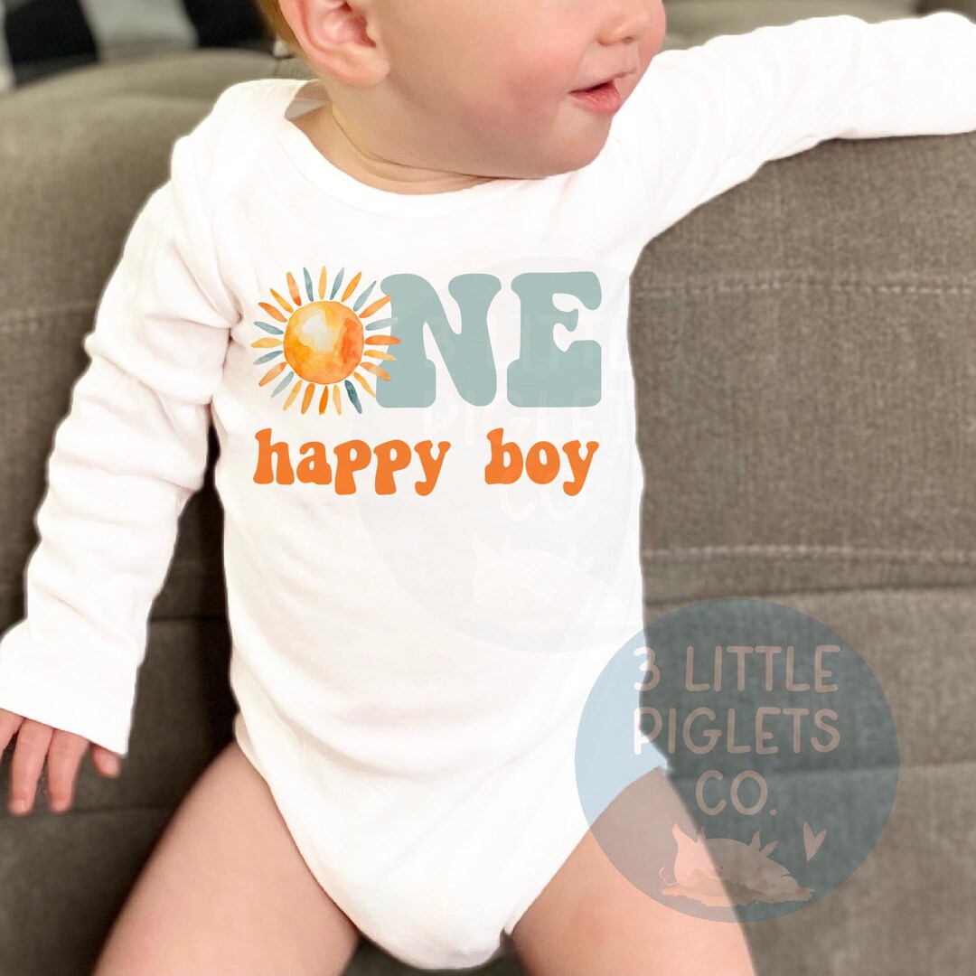 Sun First Birthday Onesie® ONE Happy Boy First Birthday Boy Sun ...