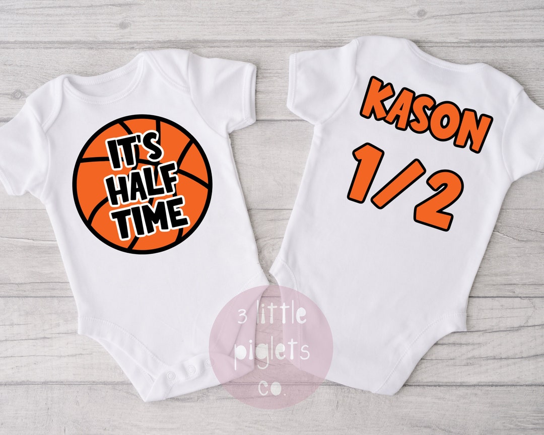 Half Way to One Halftime Onesie® Half Birthday Boy Basketball Half ...