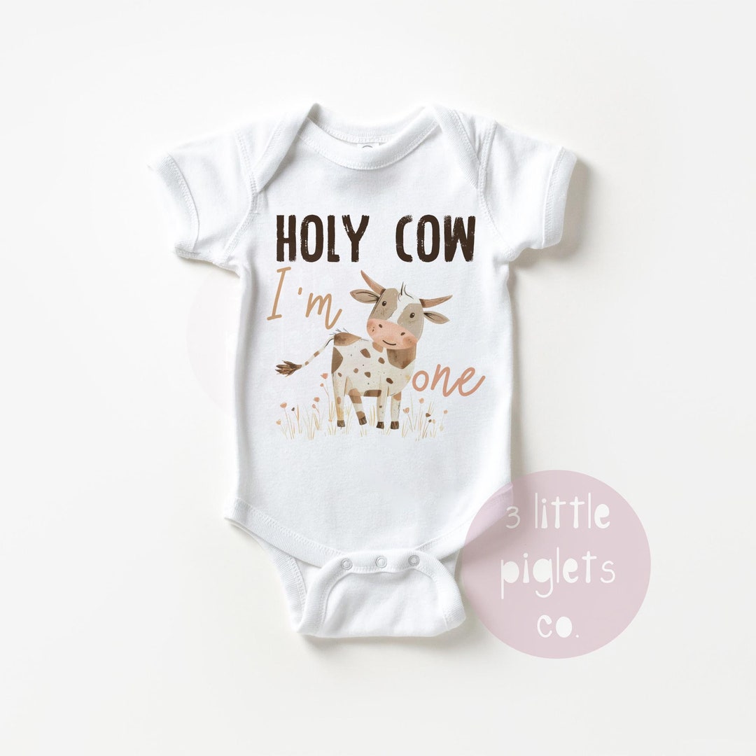 Cow First Birthday Holy Cow I'm One Cow Birthday Onesie® 1st Birthday ...