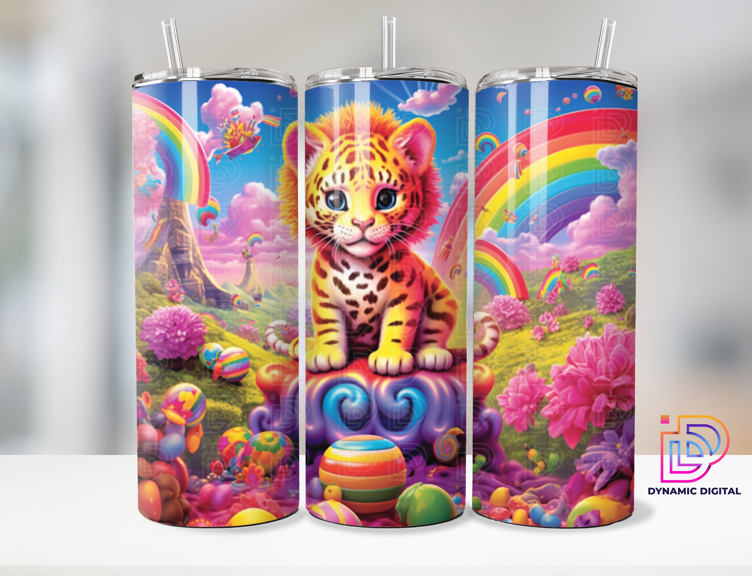 Cute Lion Lisa Frank Inspired 20oz Skinny Tumbler Wrap, Sublimation ...