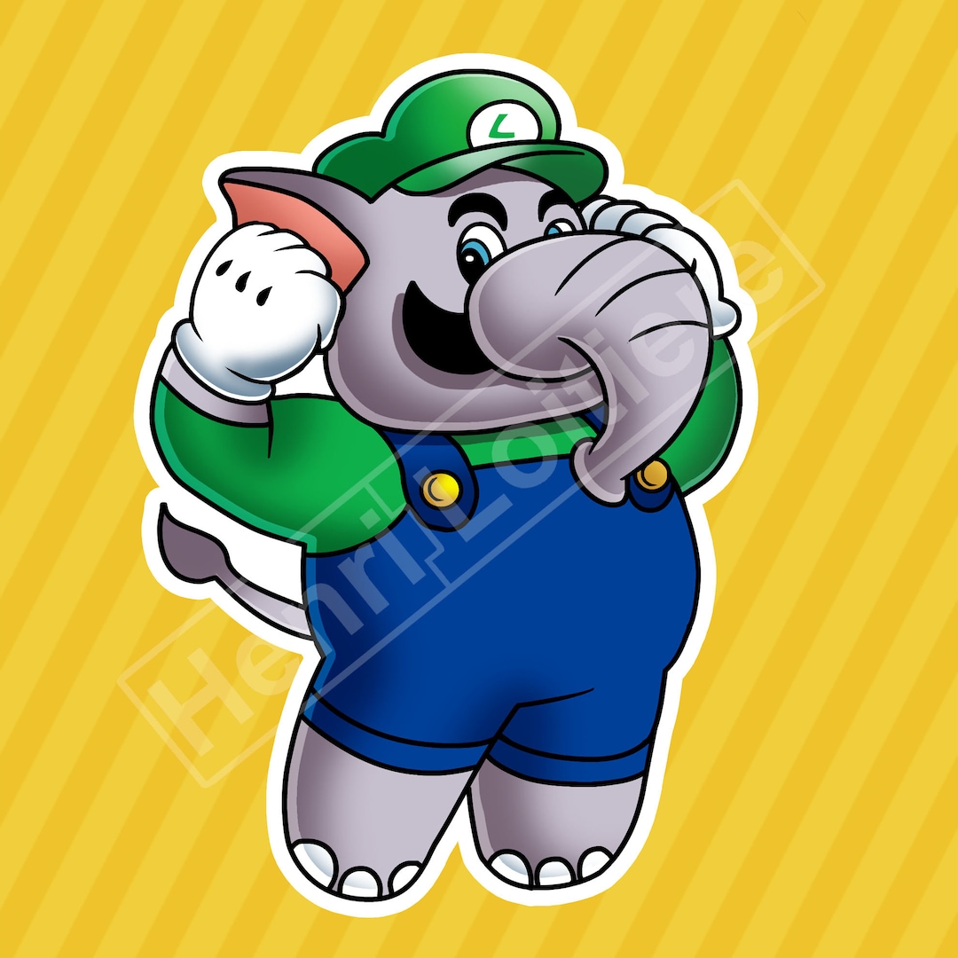 Super Mario Bros. Wonder Matte Vinyl Sticker Elephant Luigi - Etsy
